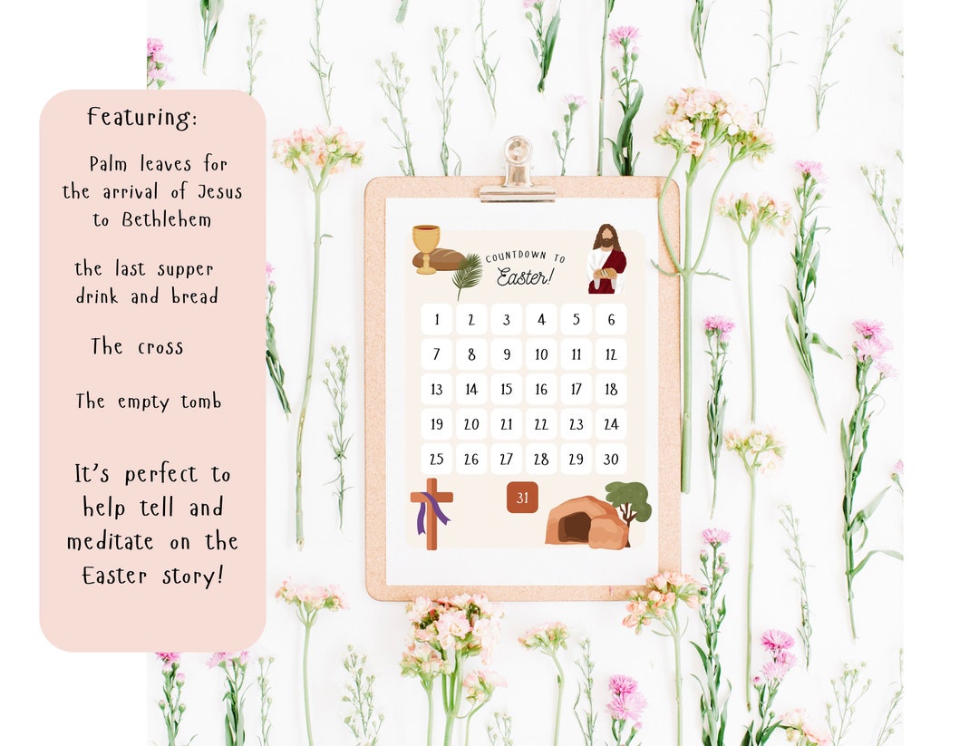 Easter Countdown, Jesus Calendar, Christian Easter Printable, Digital ...