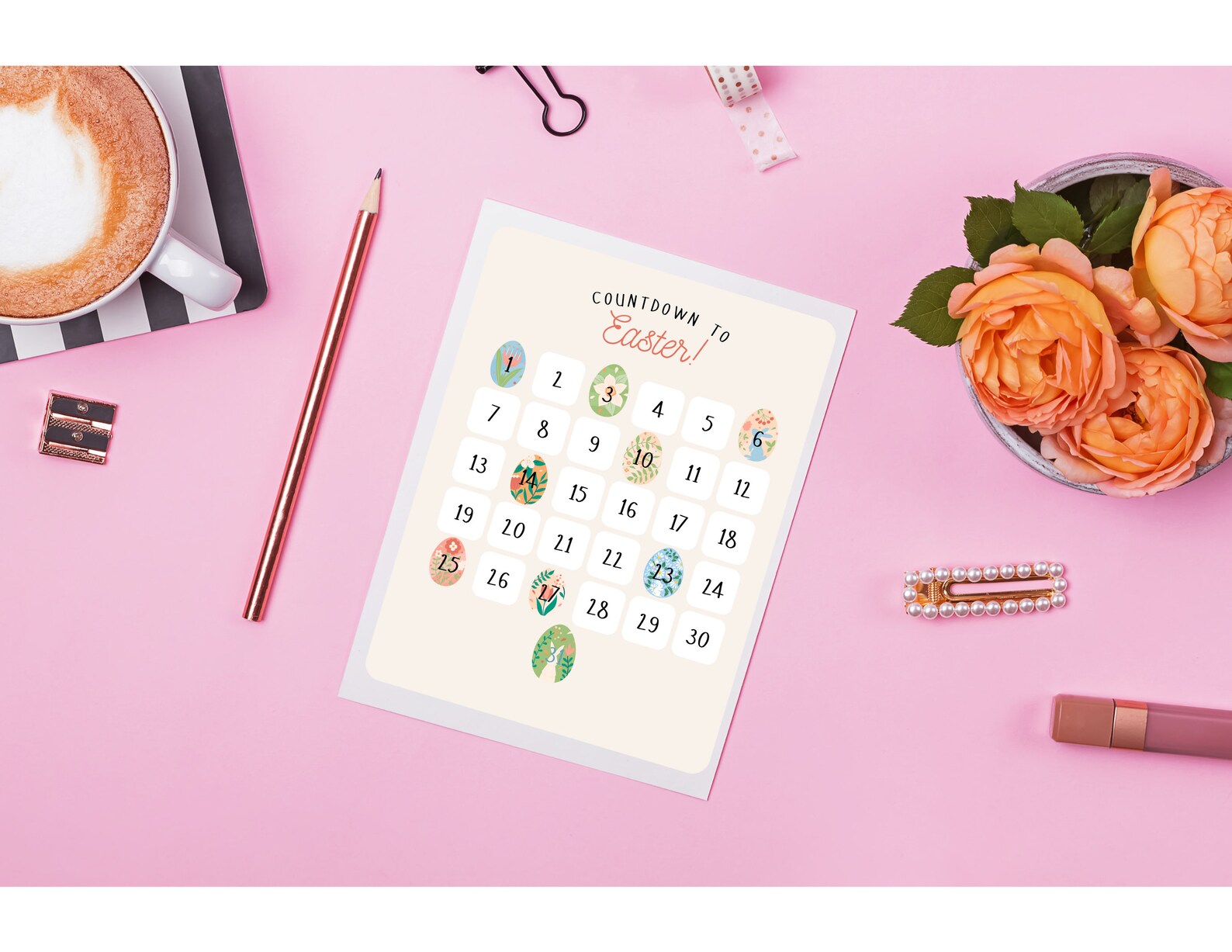 Easter Printable, Easter Countdown, Digital Download, Easter Wall Decor ...