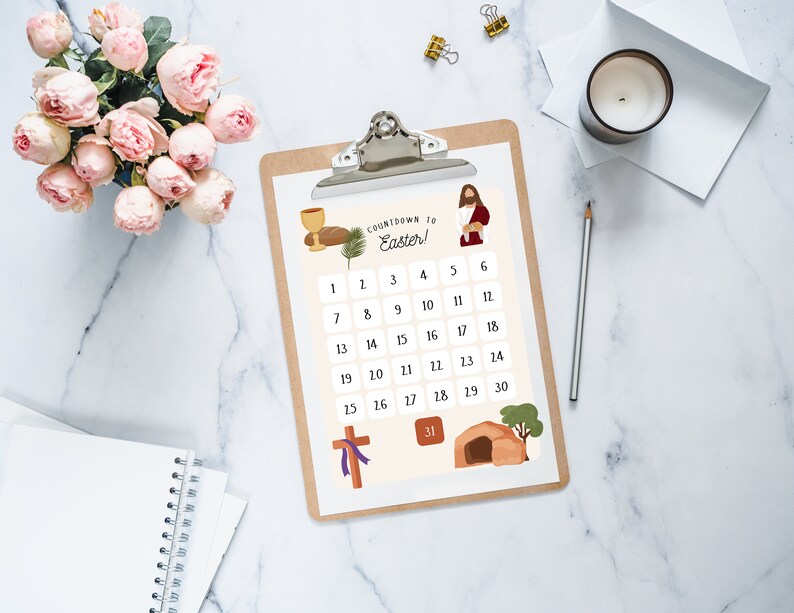 Easter Countdown, Jesus Calendar, Christian Easter Printable, Digital ...