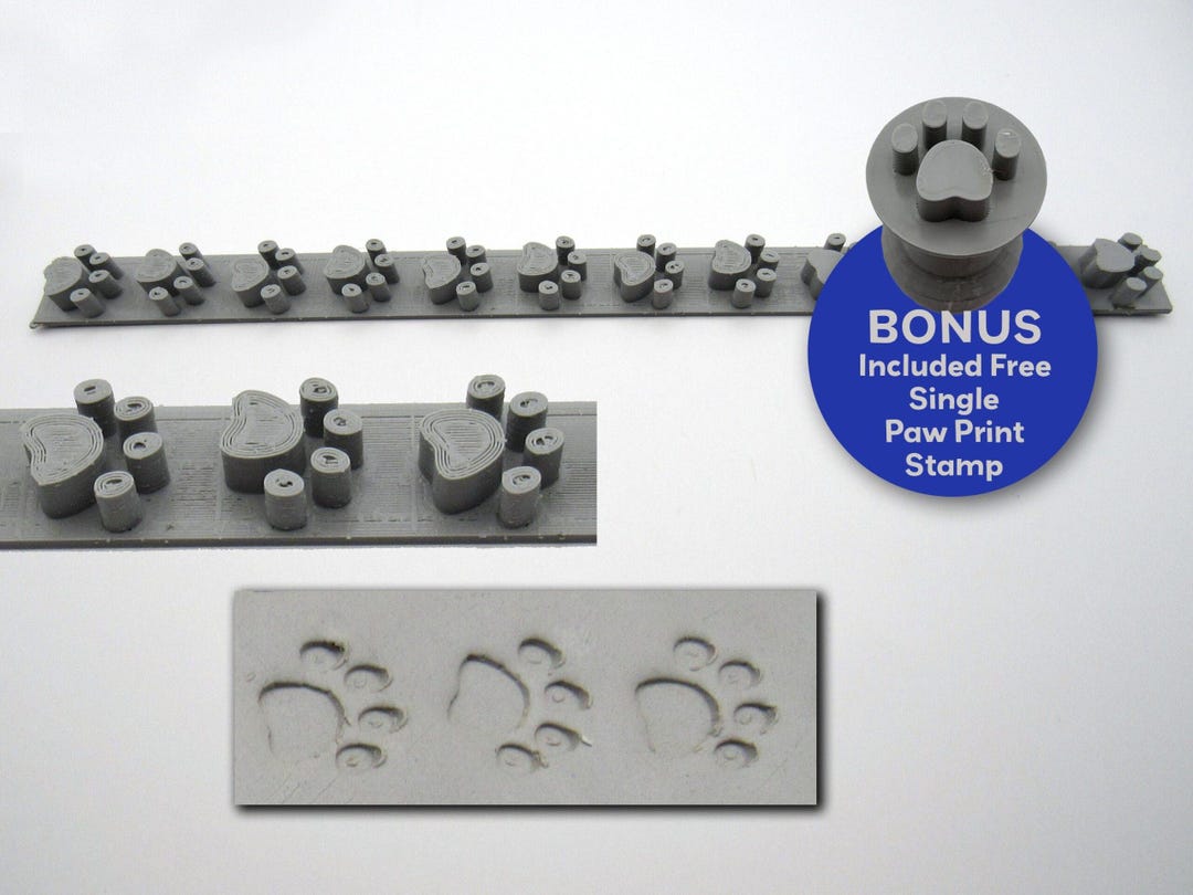 Paw Prints Border Stamp Plus Bonus Single Paw Print Stamp for Handbuild ...