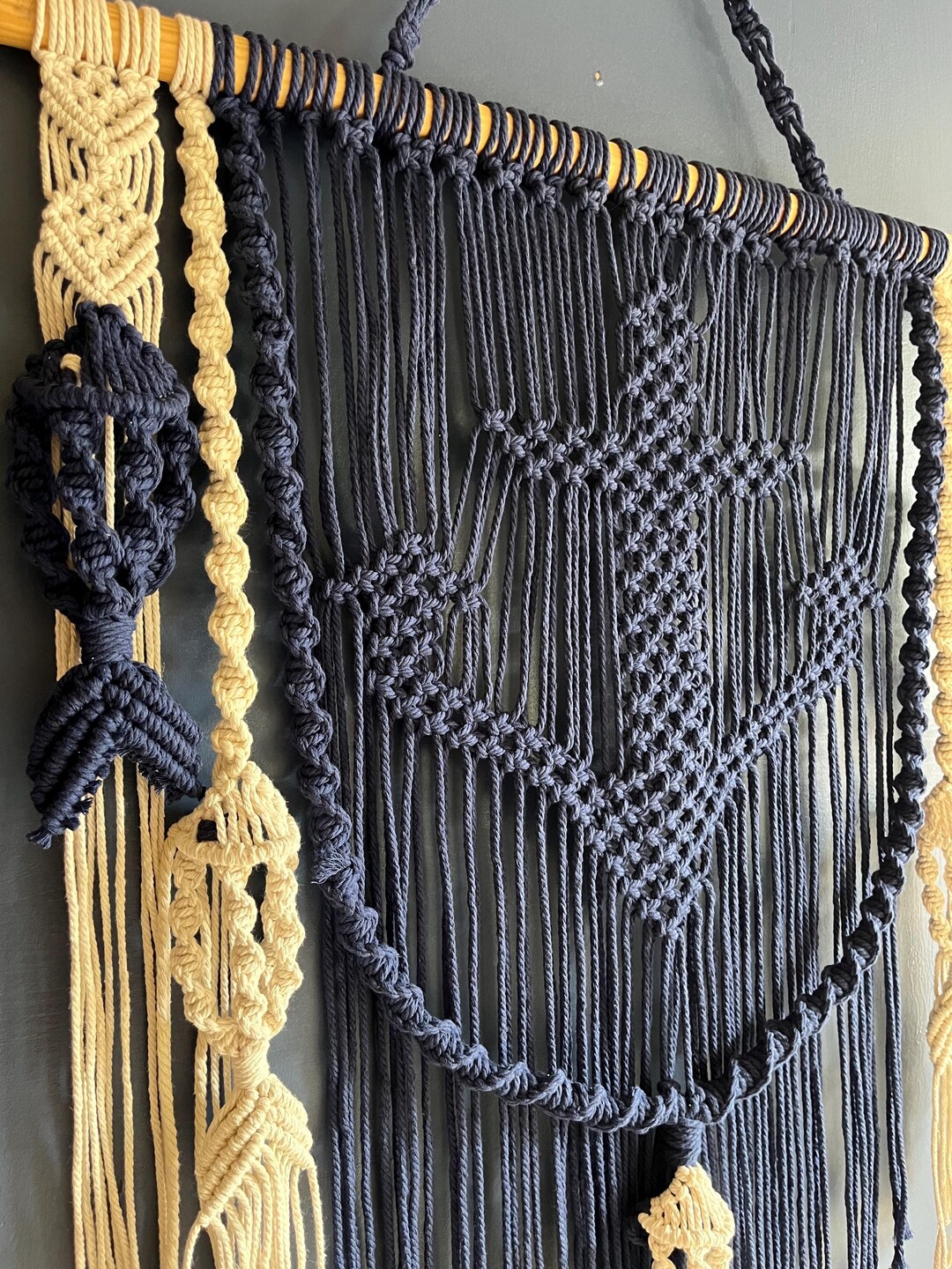 Beach House Decor, Navy Macrame, Boy Room Decor, Blue Anchor Macrame ...