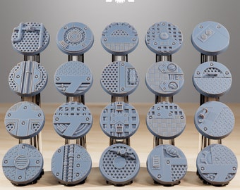 Starship V2 Lot of Starship Texture Round Bases for Miniatures, Size ...