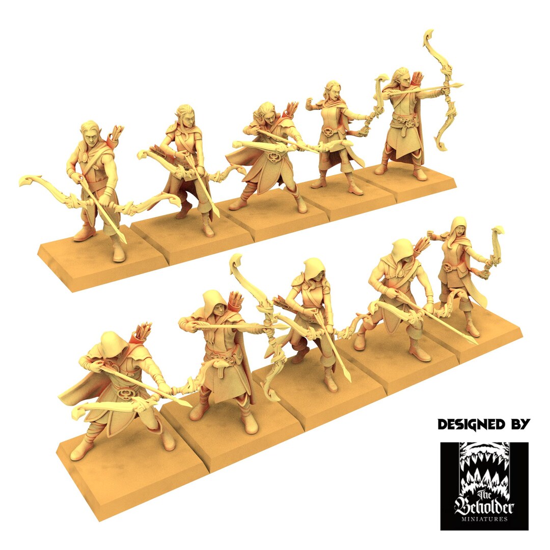 Sylvan Elves - Ranger - Evergreen Elves - the Beholder Miniatures - Etsy