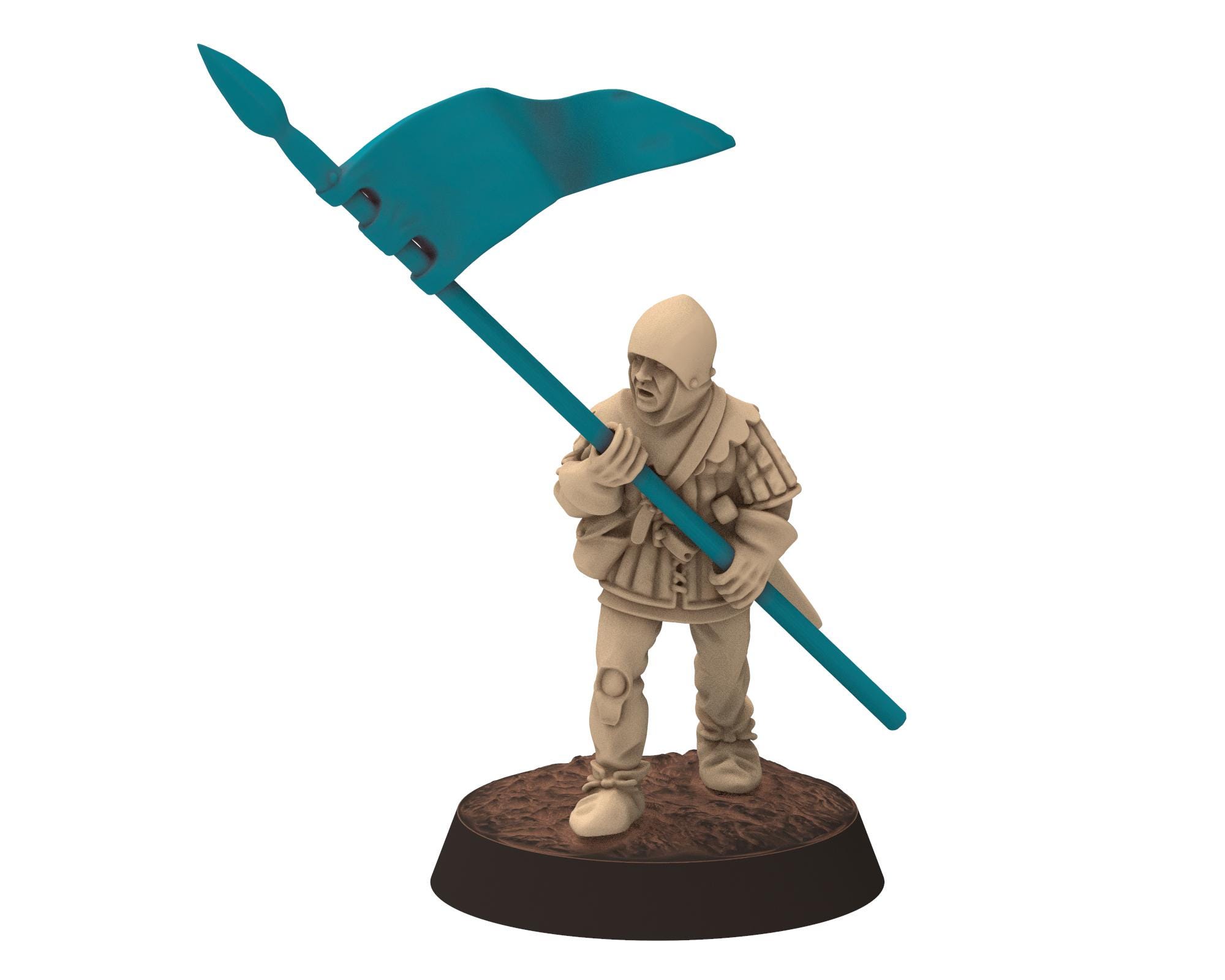 Medieval - Infantrymen Commanders: Leader, Musician, Banner, 14-15th ...