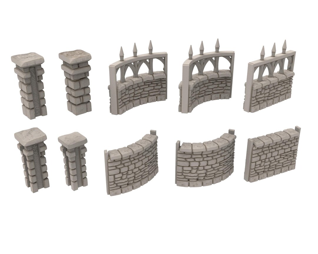 Medieval Town Scenery Building - Walls Set - PLA for Oldworld, Dungeon ...