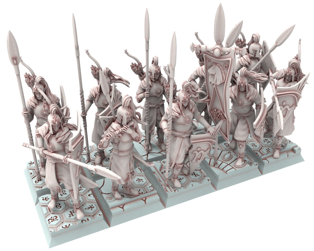 Hight Elves 32mm Spearmen With Bows, Fantasy Elves, Insular Kingdom ...