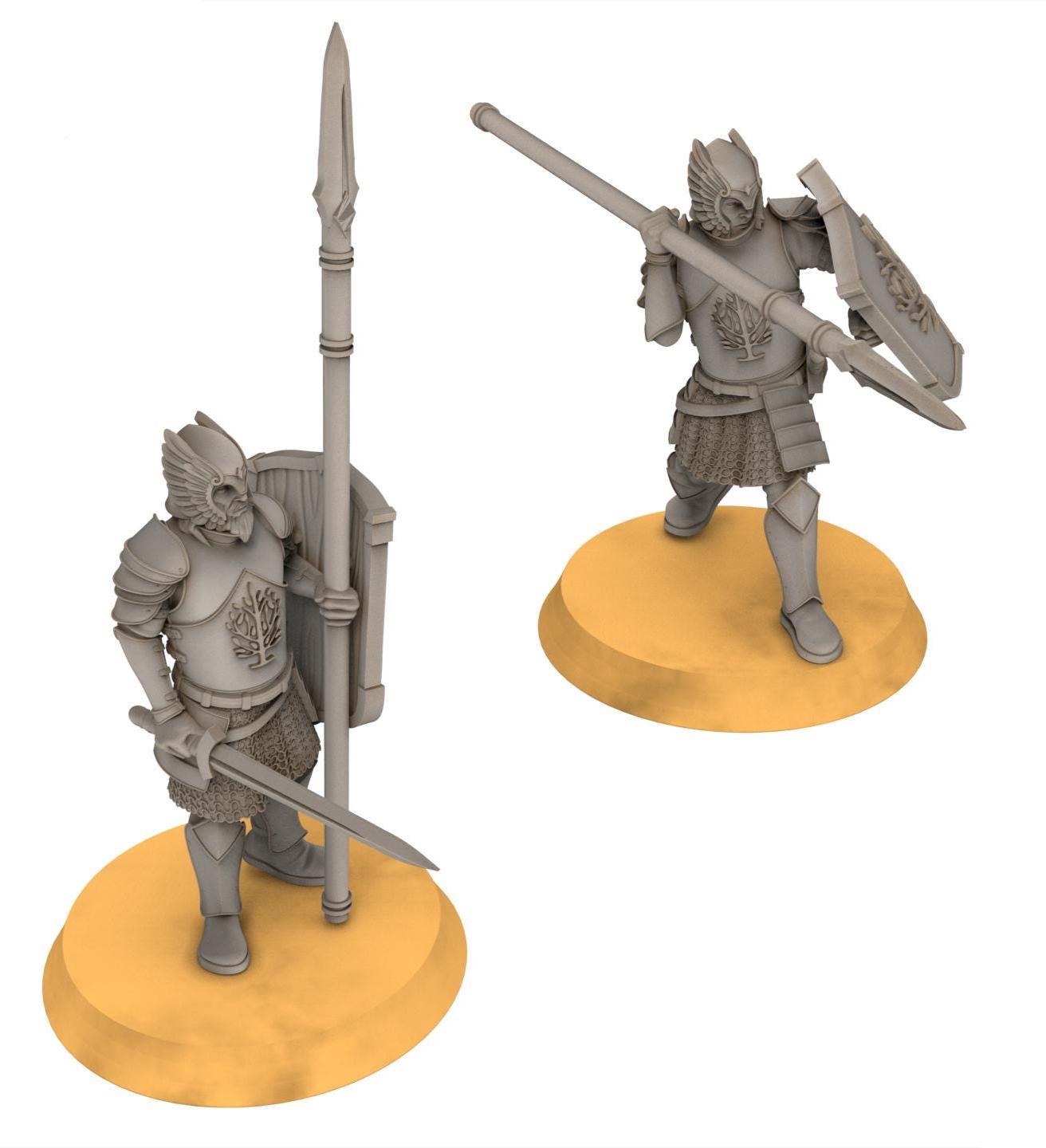 Gandor - Gray Castle Warriors With Spears - Davales Miniatures - Etsy