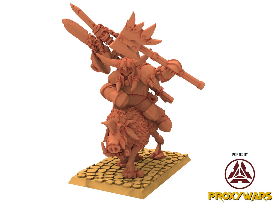 Orc & Goblin Mounted Orc Chief, Usable for Oldhammer, King of Wars, 9th ...