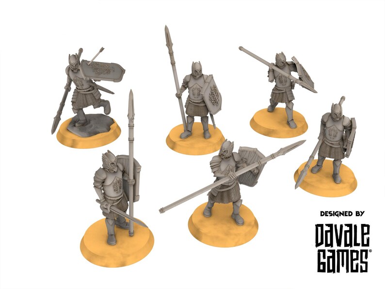Gandor - Gray Castle Warriors With Spears - Davales Miniatures - Etsy