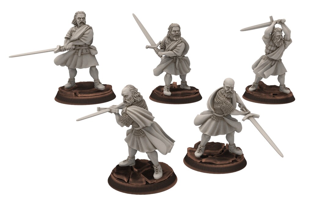 Gandor - Fief Levy Clan Men Warriors Highlander, Minis for Wargame D&D ...