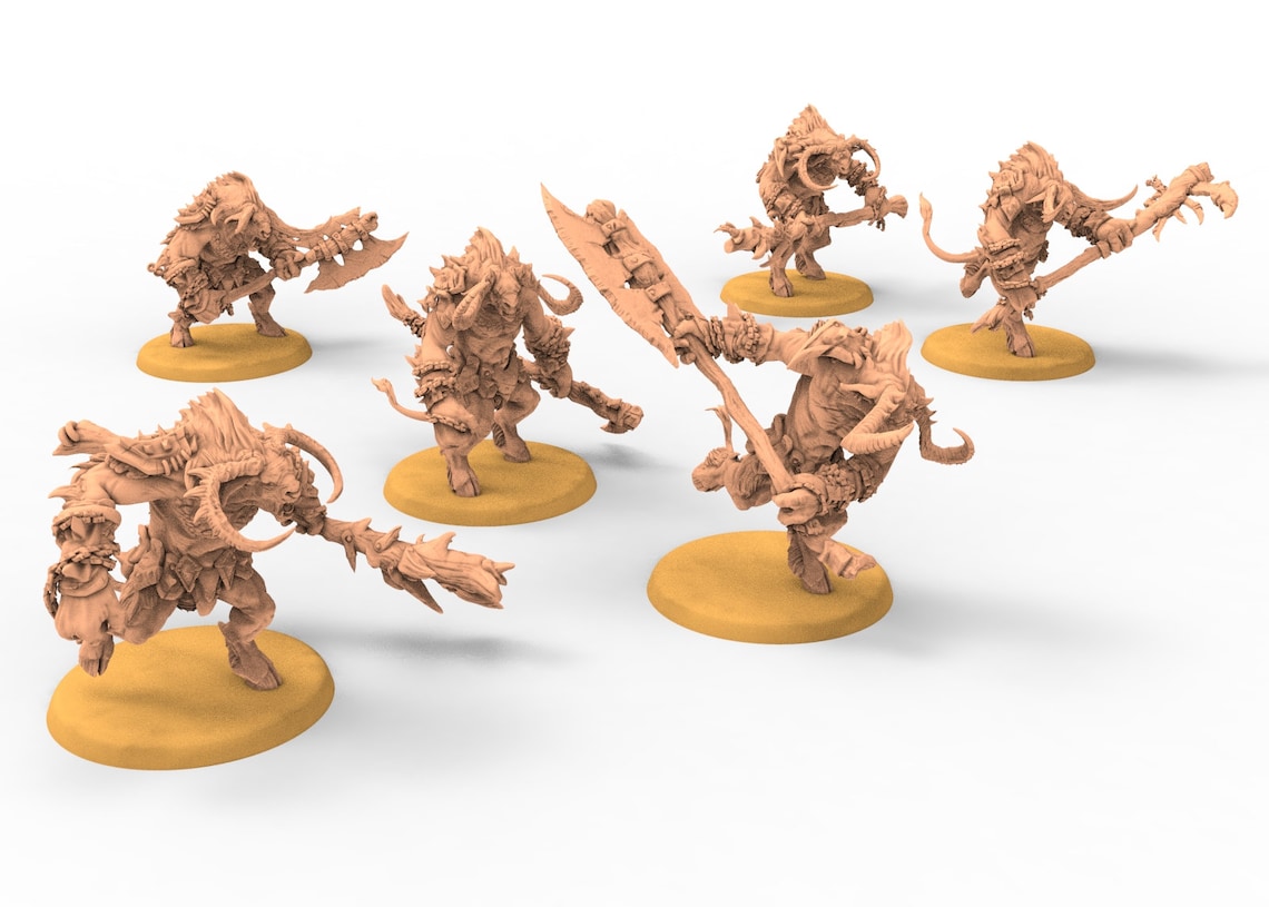 Beastmen Squad of Demolisher Minotaurs Beastmen Warriors of - Etsy