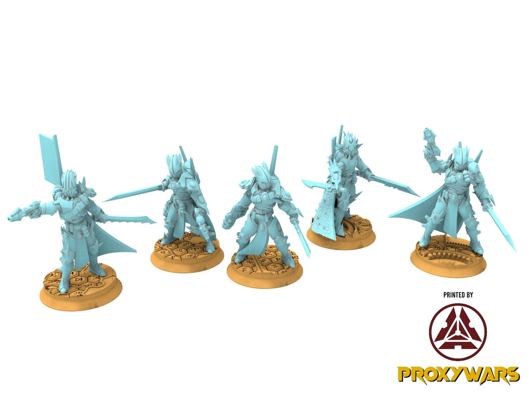 Space Elves - X5 Warrior Dualwield - Tech Elves Edge Miniatures, the ...