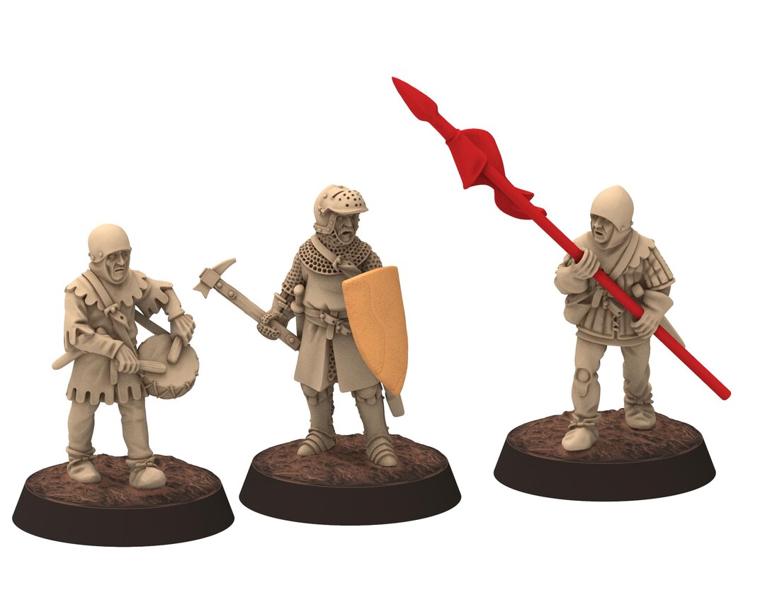 Medieval - Infantrymen Commanders: Leader, Musician, Banner, 14-15th ...