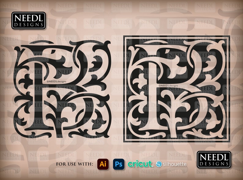 William Morris Style Letter B Cut File | Monogram Initial Cricut ...