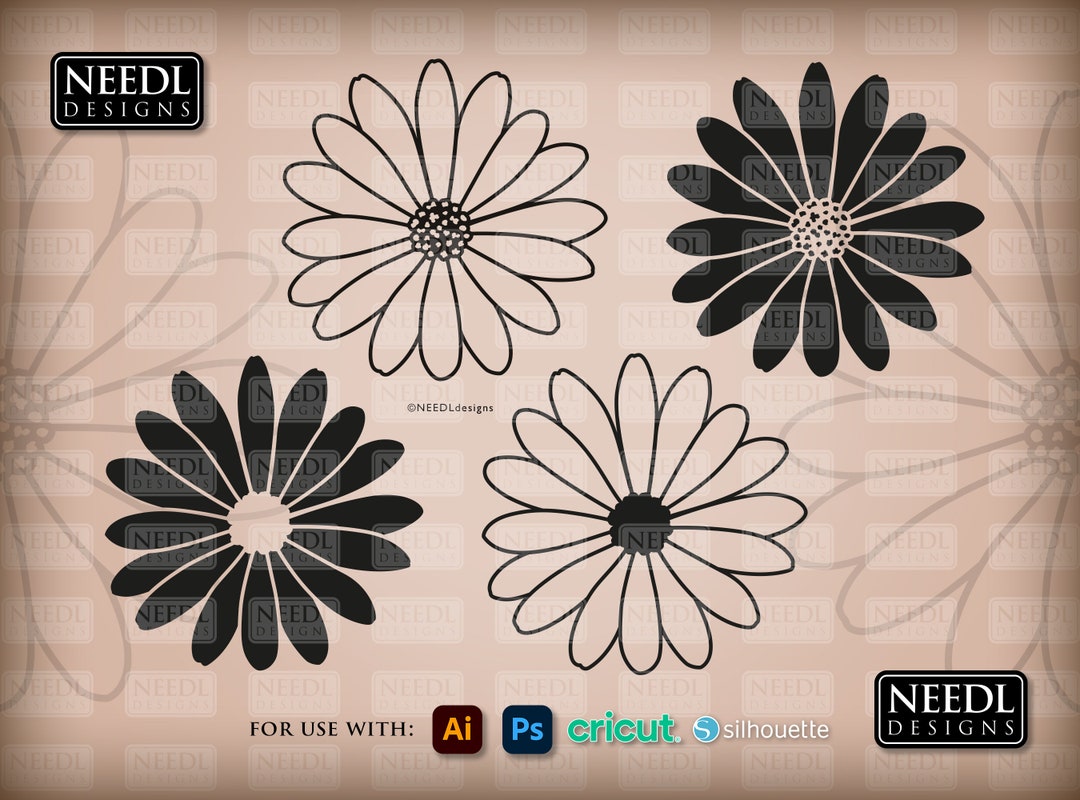 African Daisy 2 Digital Cut Files | Floral Flower Stencil Vectored Art ...