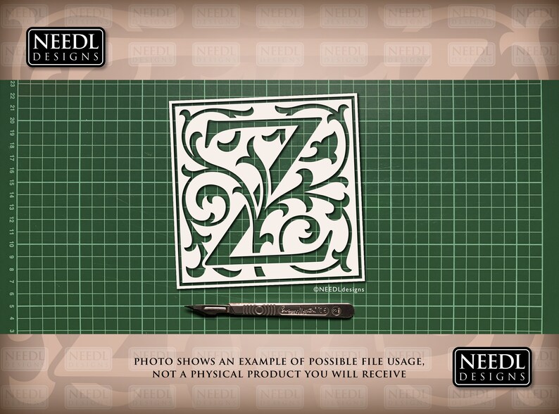 William Morris Style Letter Z Cut File Monogram Initial - Etsy