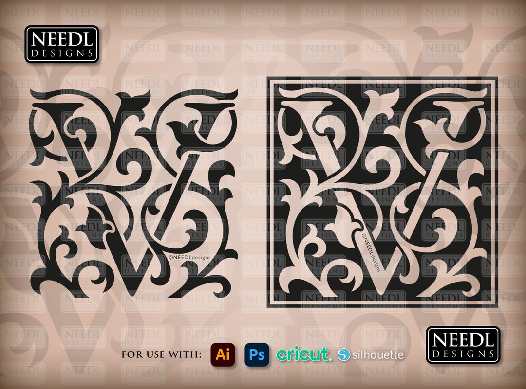 William Morris Style Letter V Cut File | Monogram Initial Cricut ...