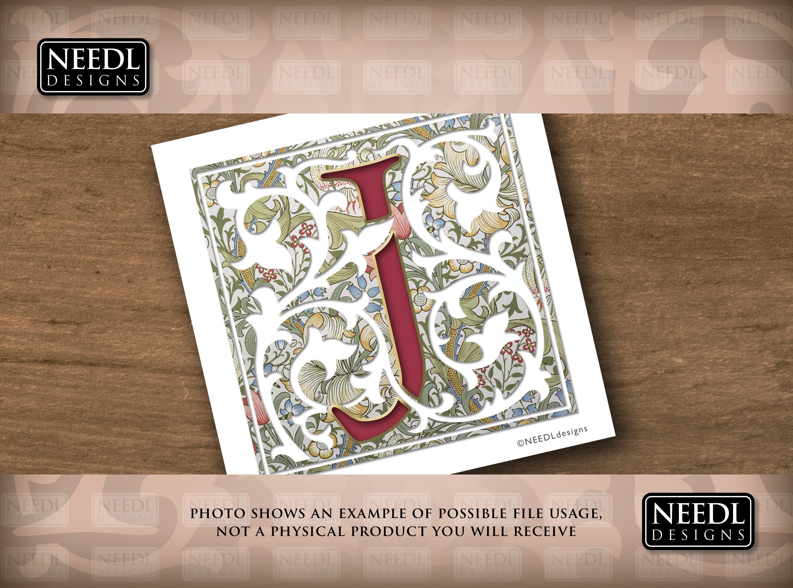 William Morris Style Letter J Cut File Monogram Initial - Etsy