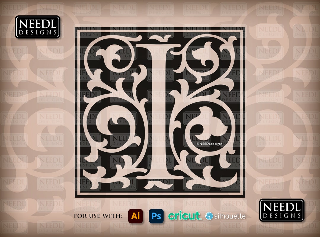 William Morris Style Letter I Cut File Monogram Initial - Etsy