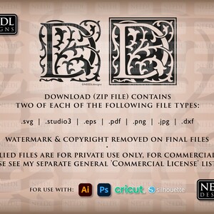 William Morris Style Letter D Cut File | Monogram Initial Cricut ...