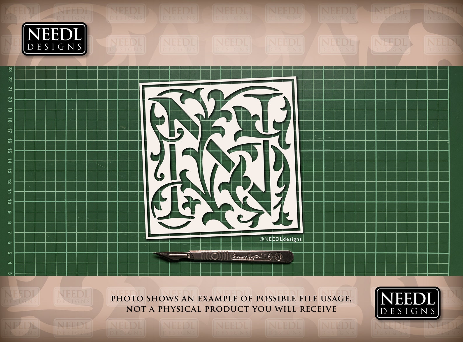 William Morris Style Letter N Cut File Monogram Initial - Etsy