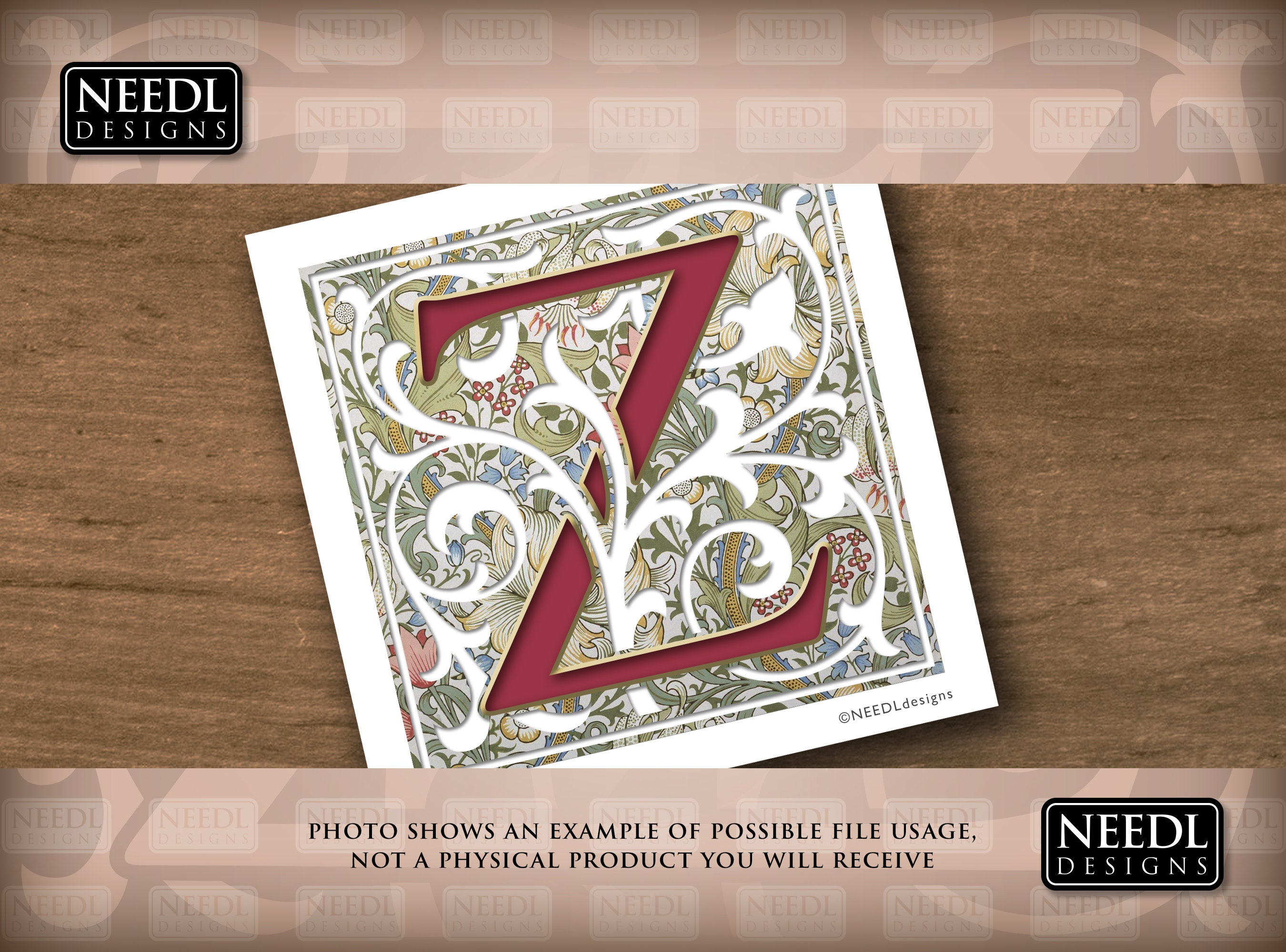 William Morris Style Letter Z Cut File Monogram Initial - Etsy