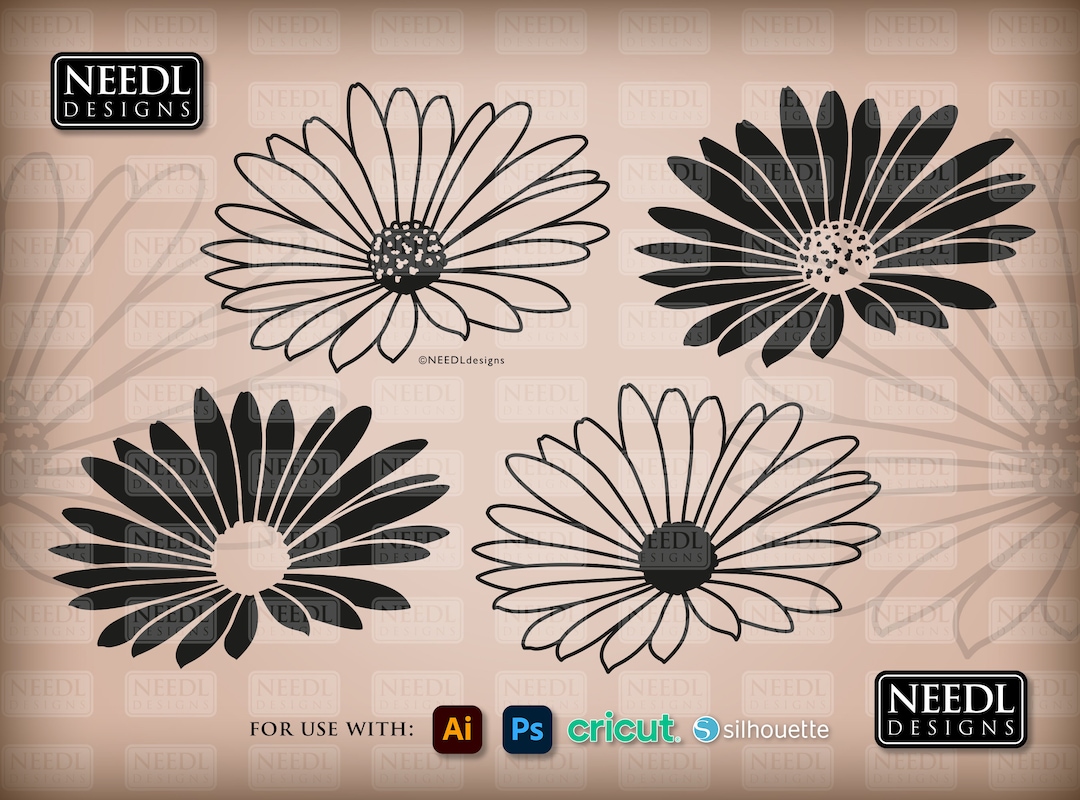 African Daisy 1 Digital Cut Files | Floral Flower Stencil Vectored Art ...