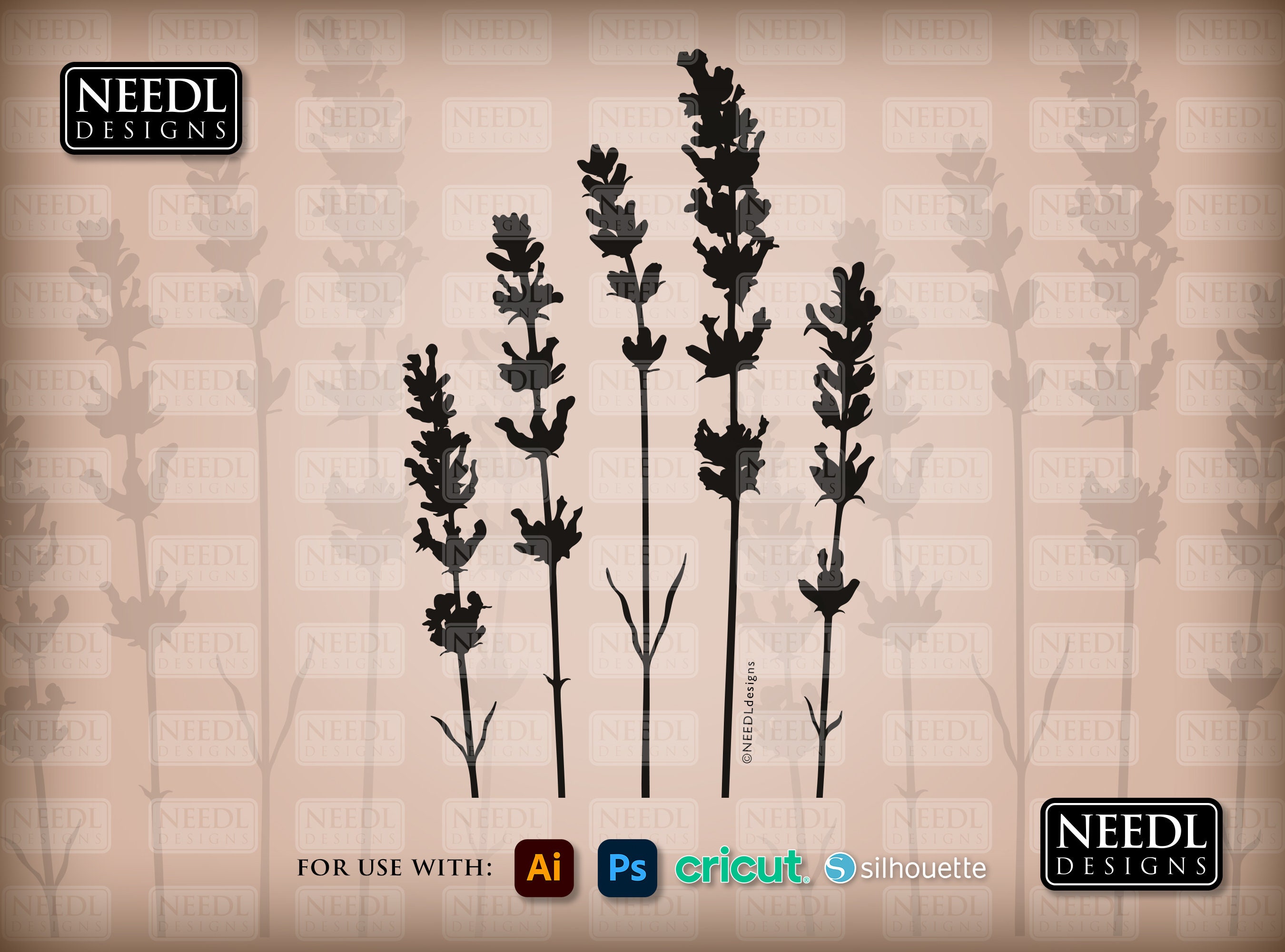 Lavender Digital Cut File Floral Flower Stencil Vectored Art Cricut ...