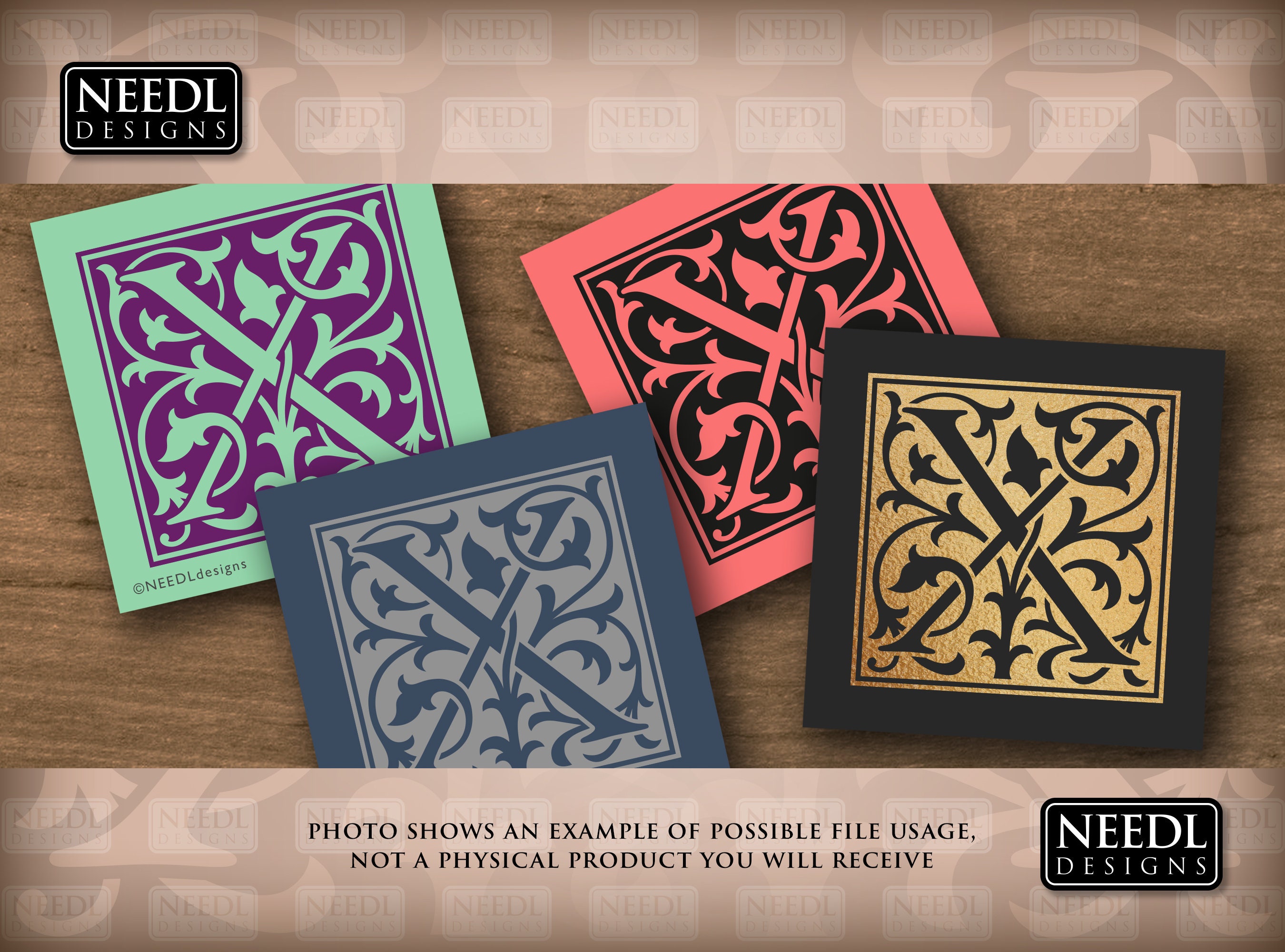 William Morris Style Letter X Cut File Monogram Initial - Etsy