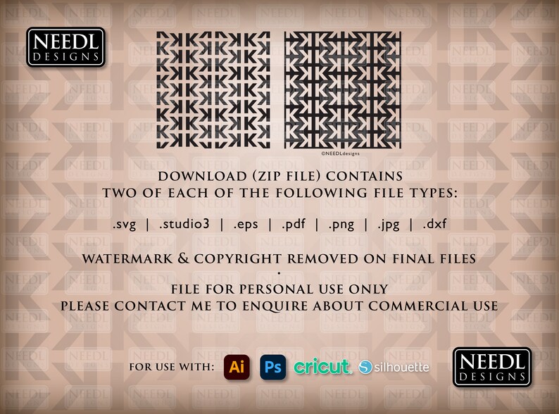 Geometric Letter 'K' Repeat Pattern Cut File | Stencil Personalized ...
