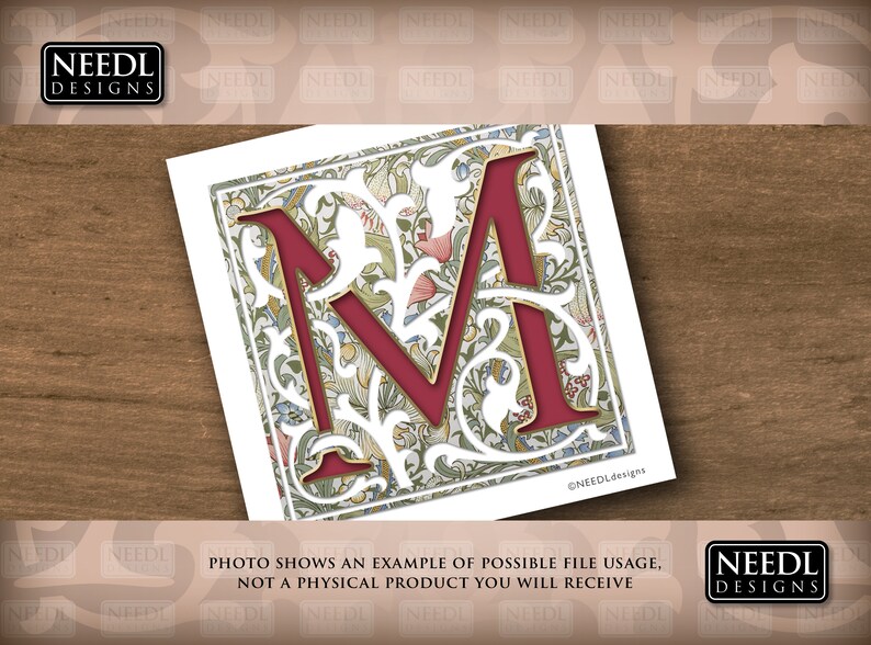 William Morris Style Letter M Cut File Monogram Initial - Etsy