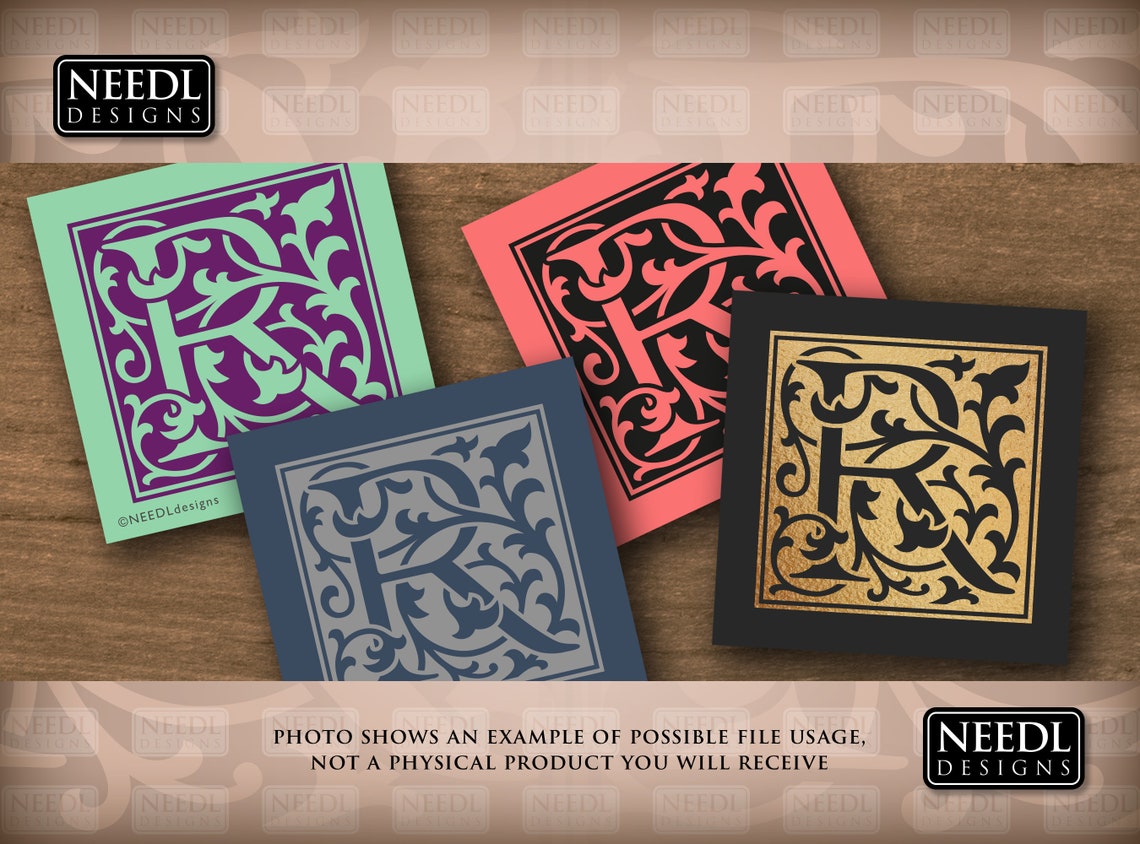 William Morris Style Letter R Cut File Monogram Initial Cricut ...