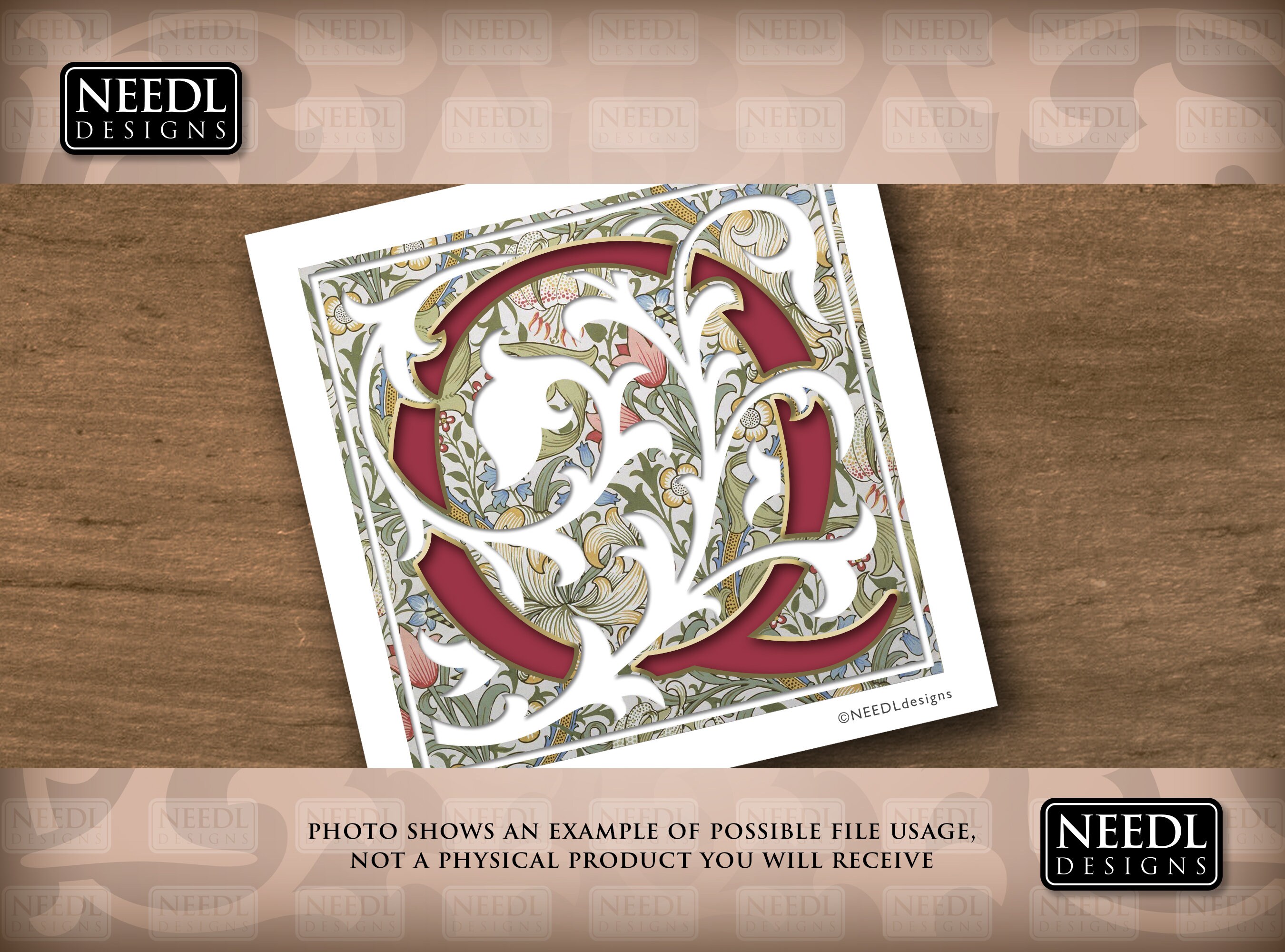 William Morris Style Letter Q Cut File Monogram Initial - Etsy