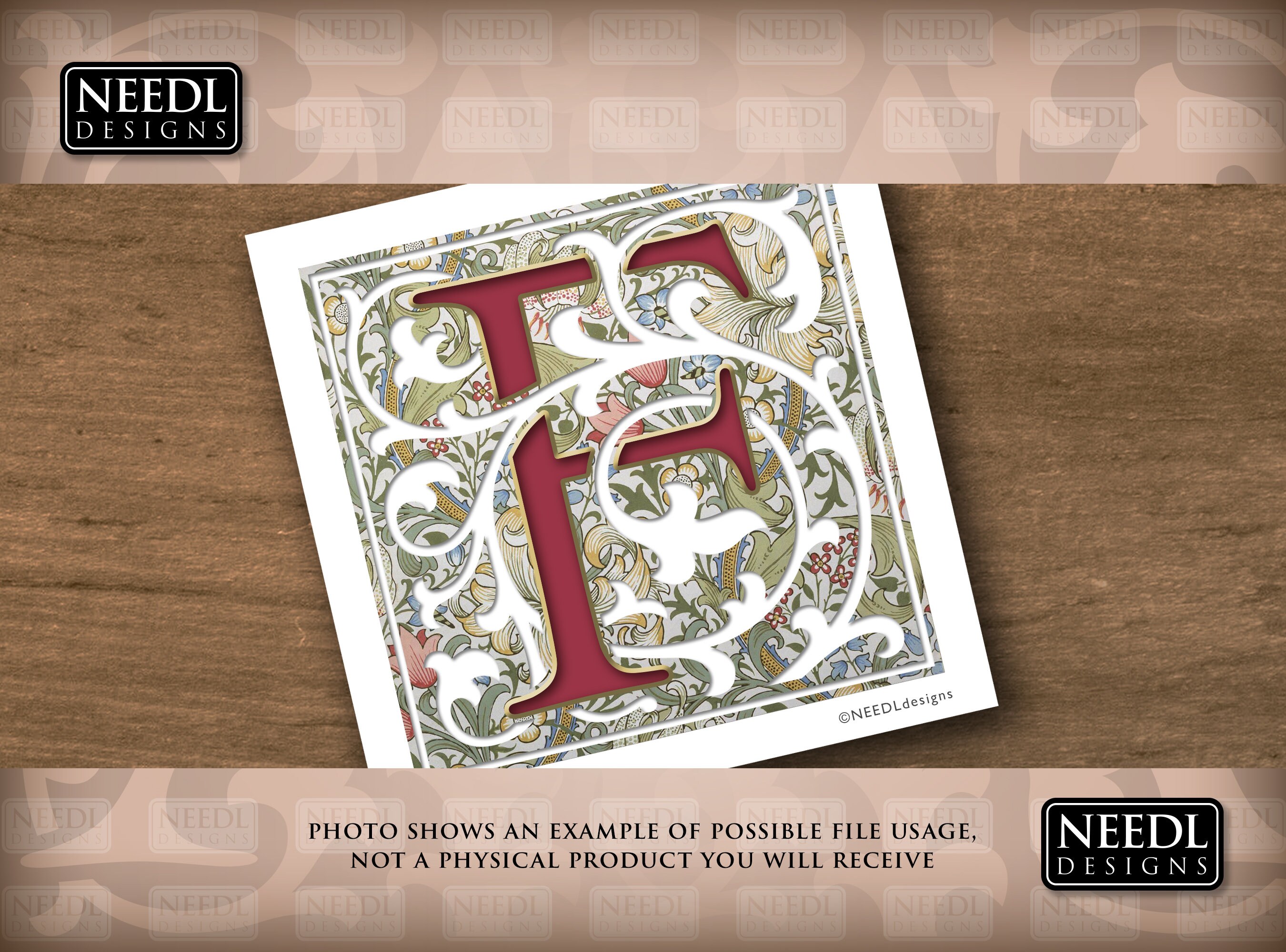 William Morris Style Letter F Cut File Monogram Initial - Etsy