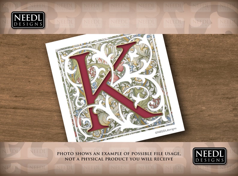 William Morris Style Letter K Cut File Monogram Initial - Etsy
