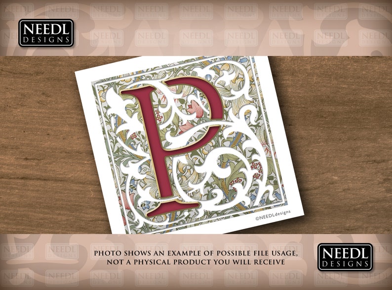 William Morris Style Letter P Cut File Monogram Initial - Etsy