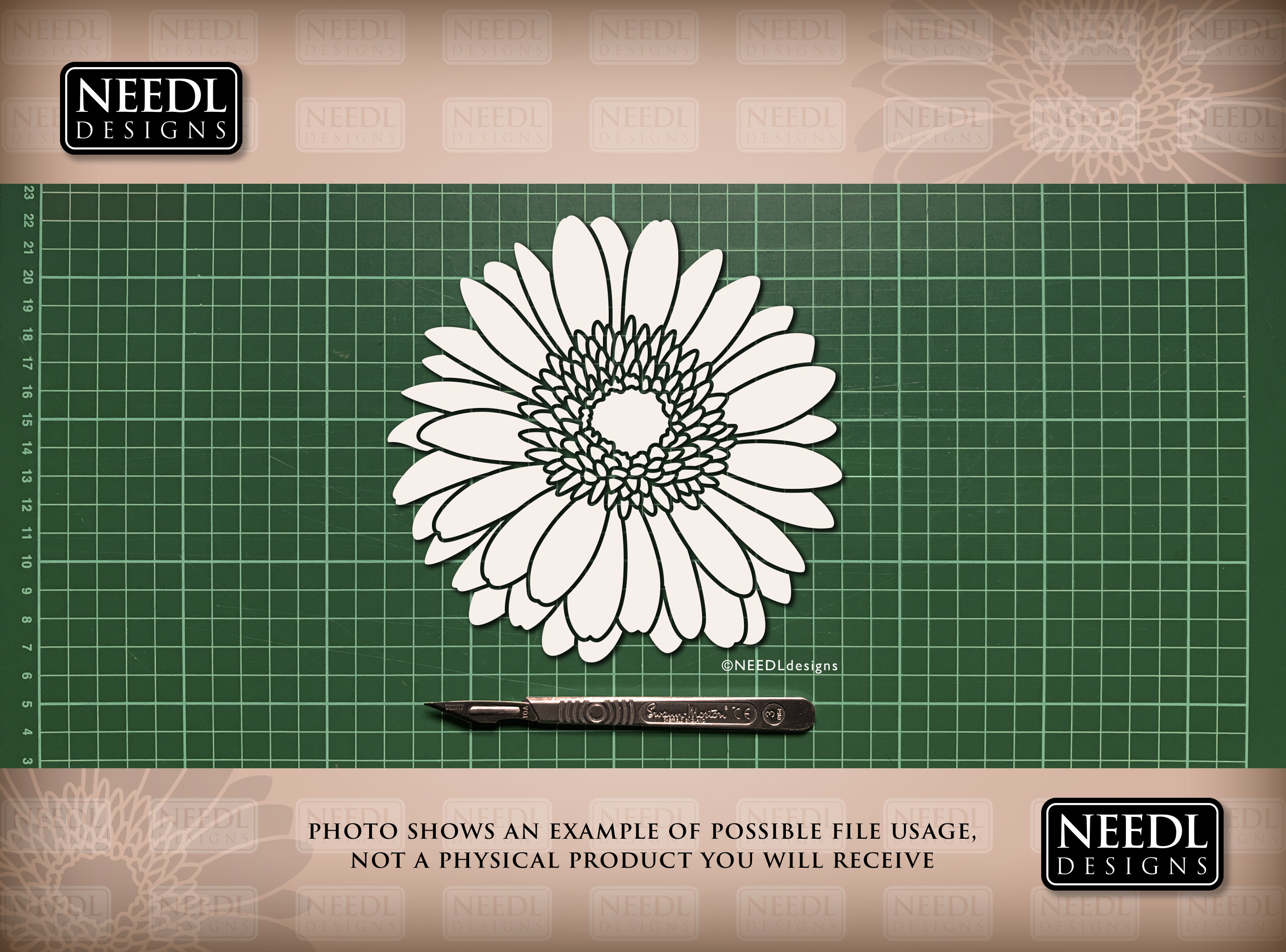 Gerbera Daisy 1 Digital Cut Files Floral Flower Stencil Vectored Art ...