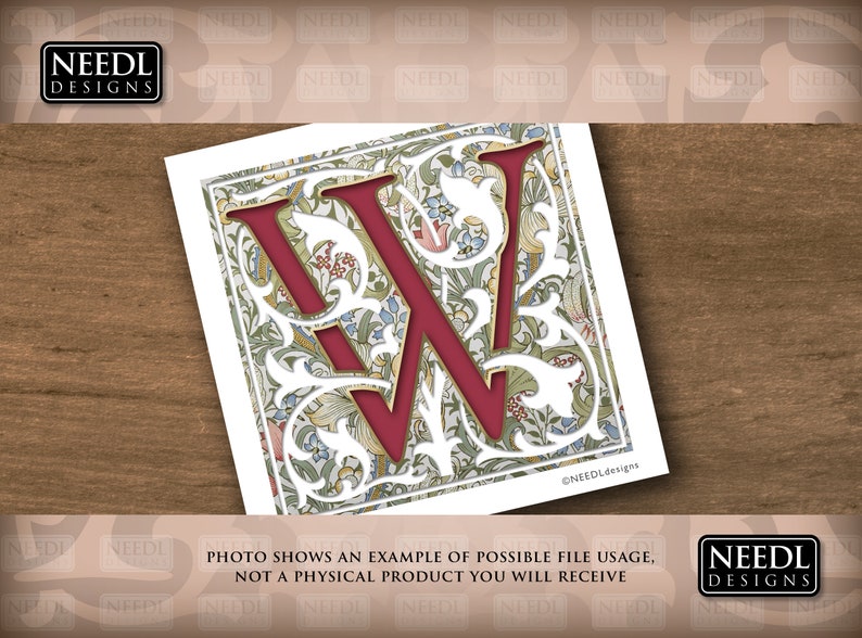 William Morris Style Letter W Cut File Monogram Initial - Etsy