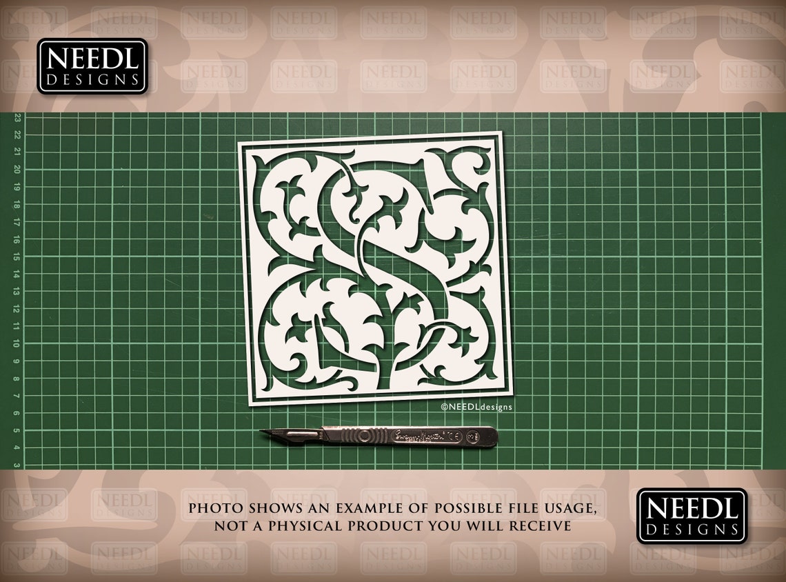 William Morris Style Letter S Cut File Monogram Initial - Etsy