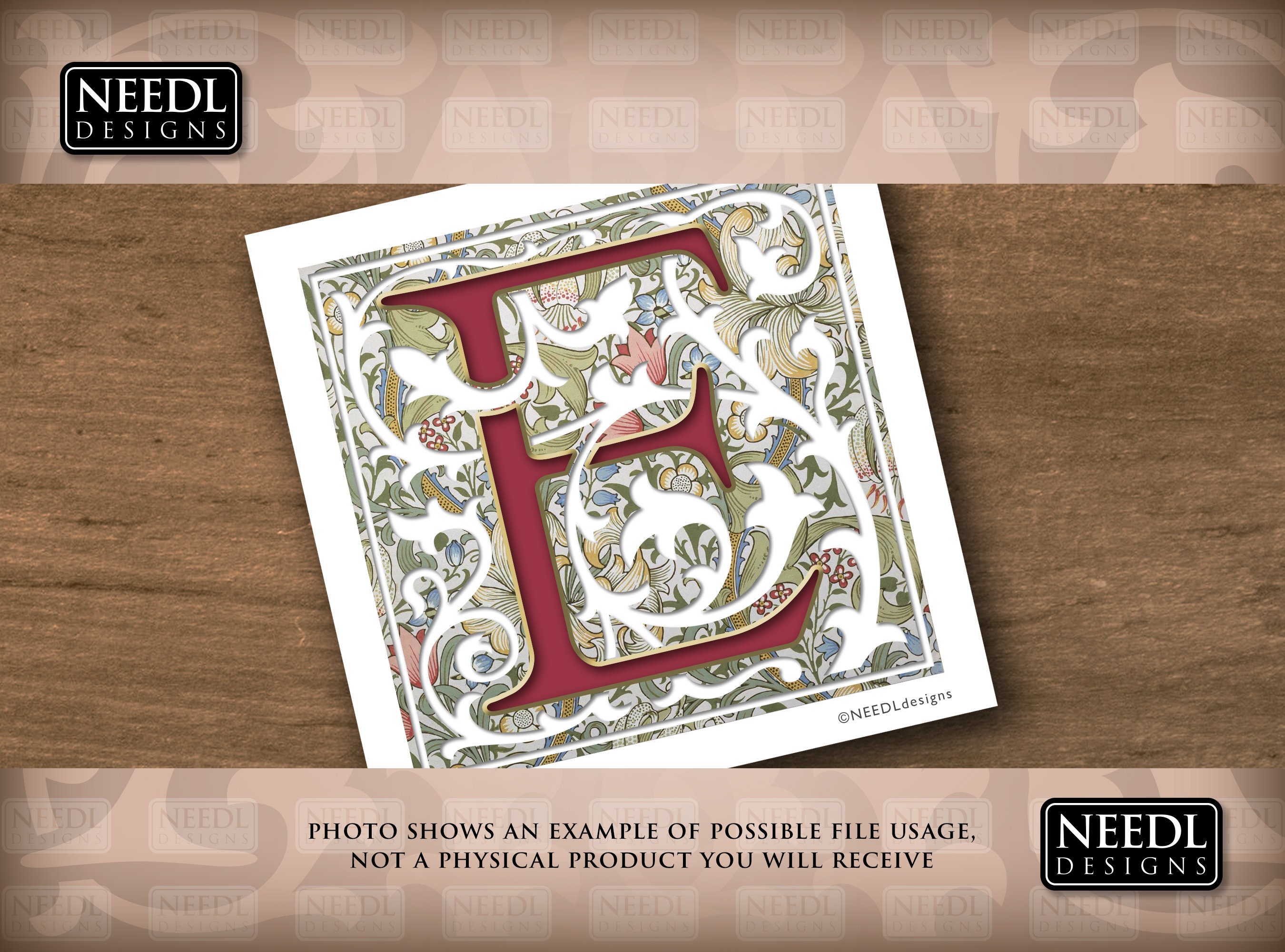 William Morris Style Letter E Cut File Monogram Initial - Etsy