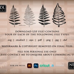 Fern1 Digital Cut File Floral Leaf Botanical Stencil Vectored Art ...