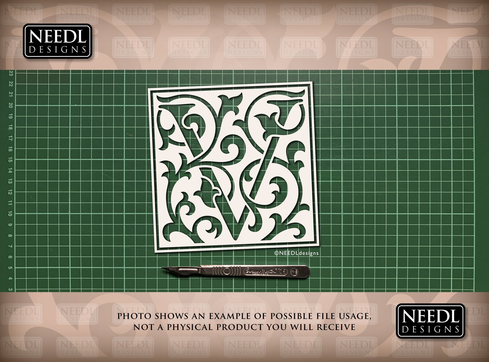 William Morris Style Letter V Cut File Monogram Initial - Etsy