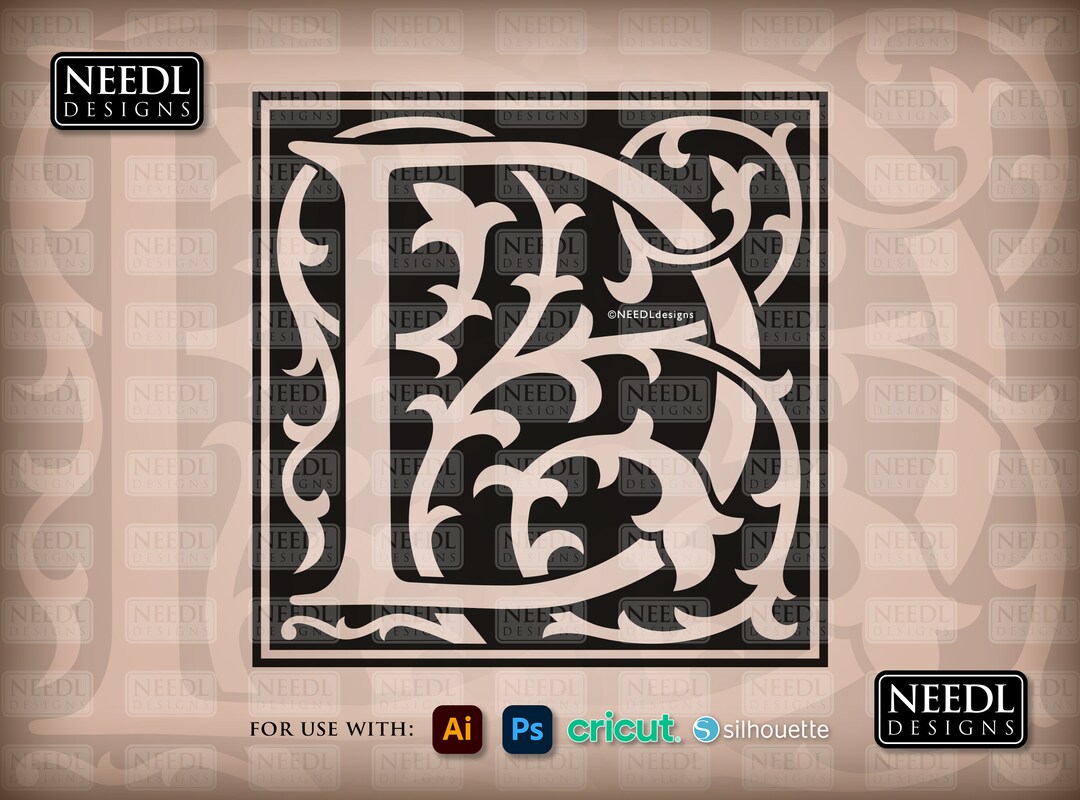 William Morris Style Letter D Cut File Monogram Initial - Etsy