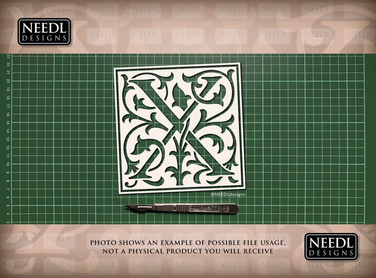 William Morris Style Letter X Cut File Monogram Initial - Etsy