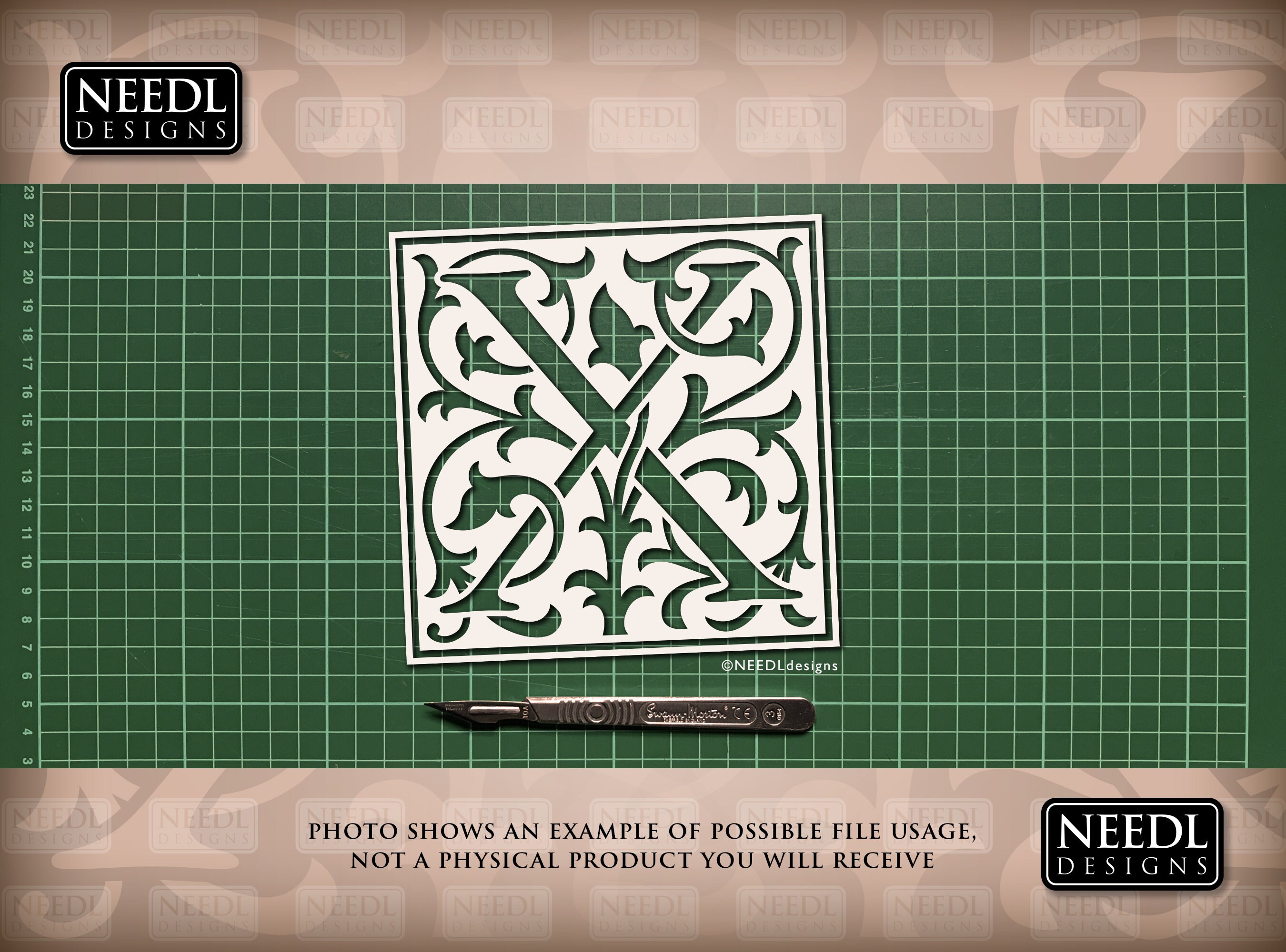 William Morris Style Letter X Cut File Monogram Initial - Etsy