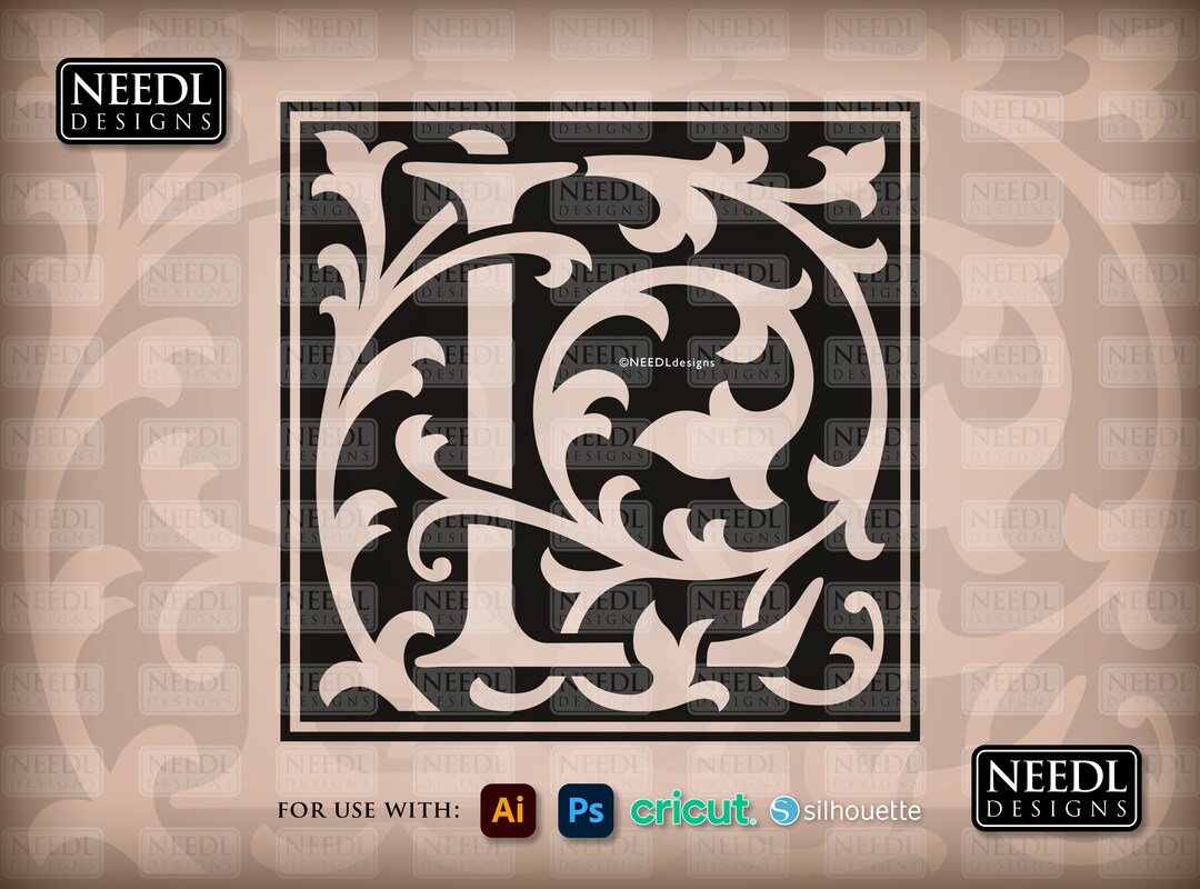 William Morris Style Letter L Cut File Monogram Initial - Etsy