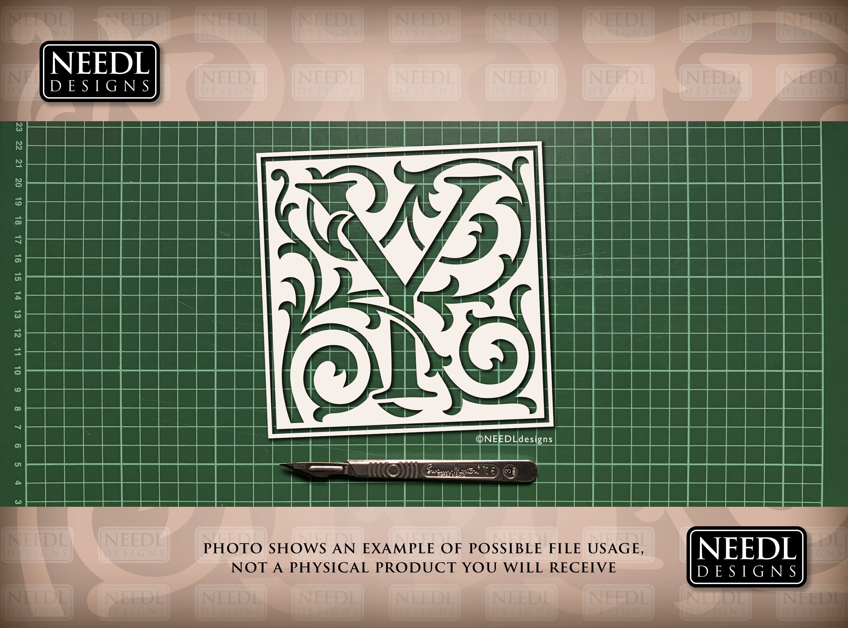 William Morris Style Letter Y Cut File Monogram Initial - Etsy