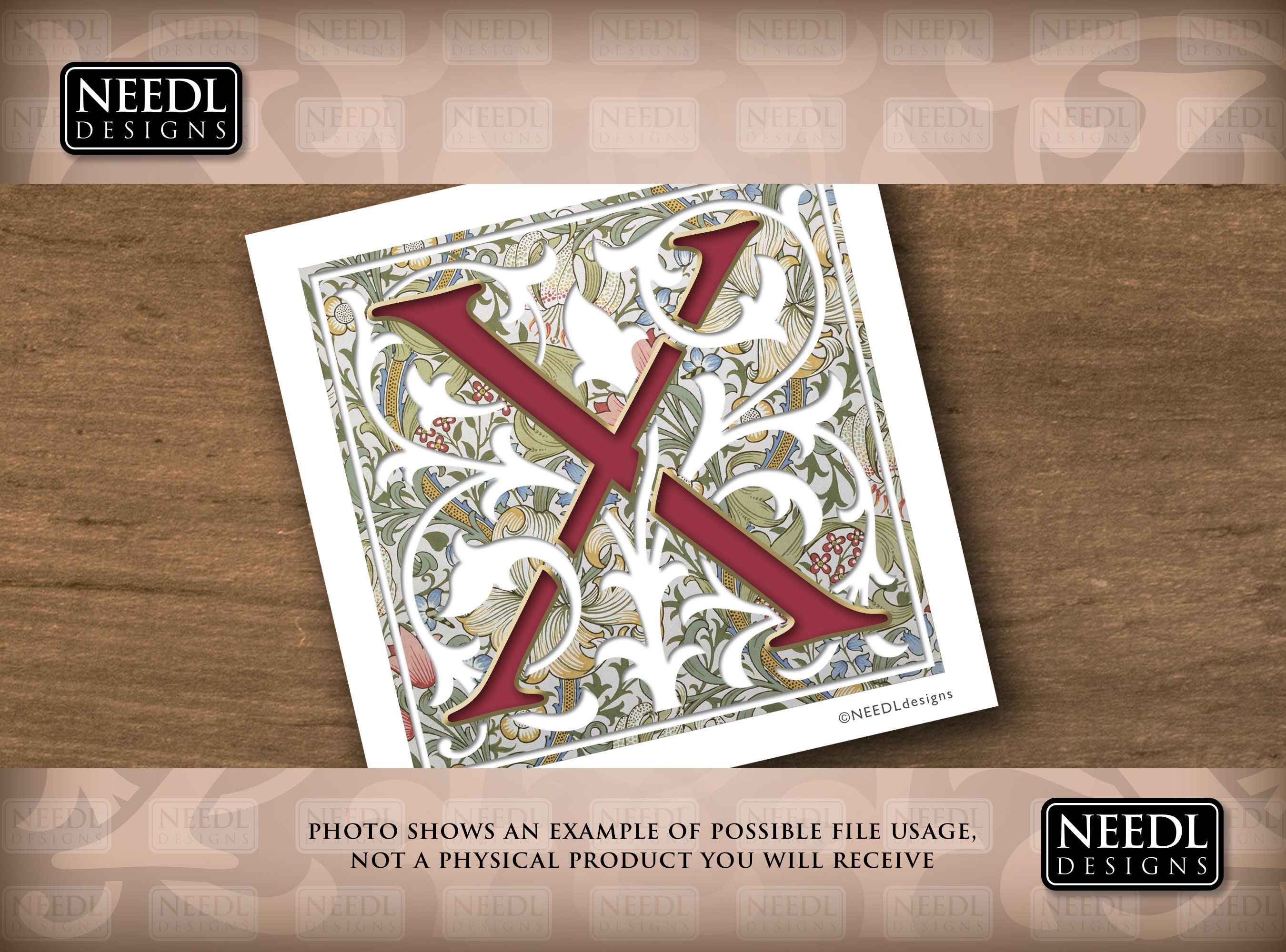 William Morris Style Letter X Cut File | Monogram Initial Cricut ...