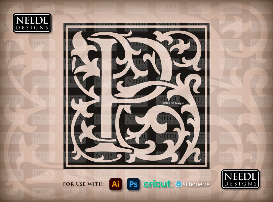 William Morris Style Letter P Cut File Monogram Initial - Etsy