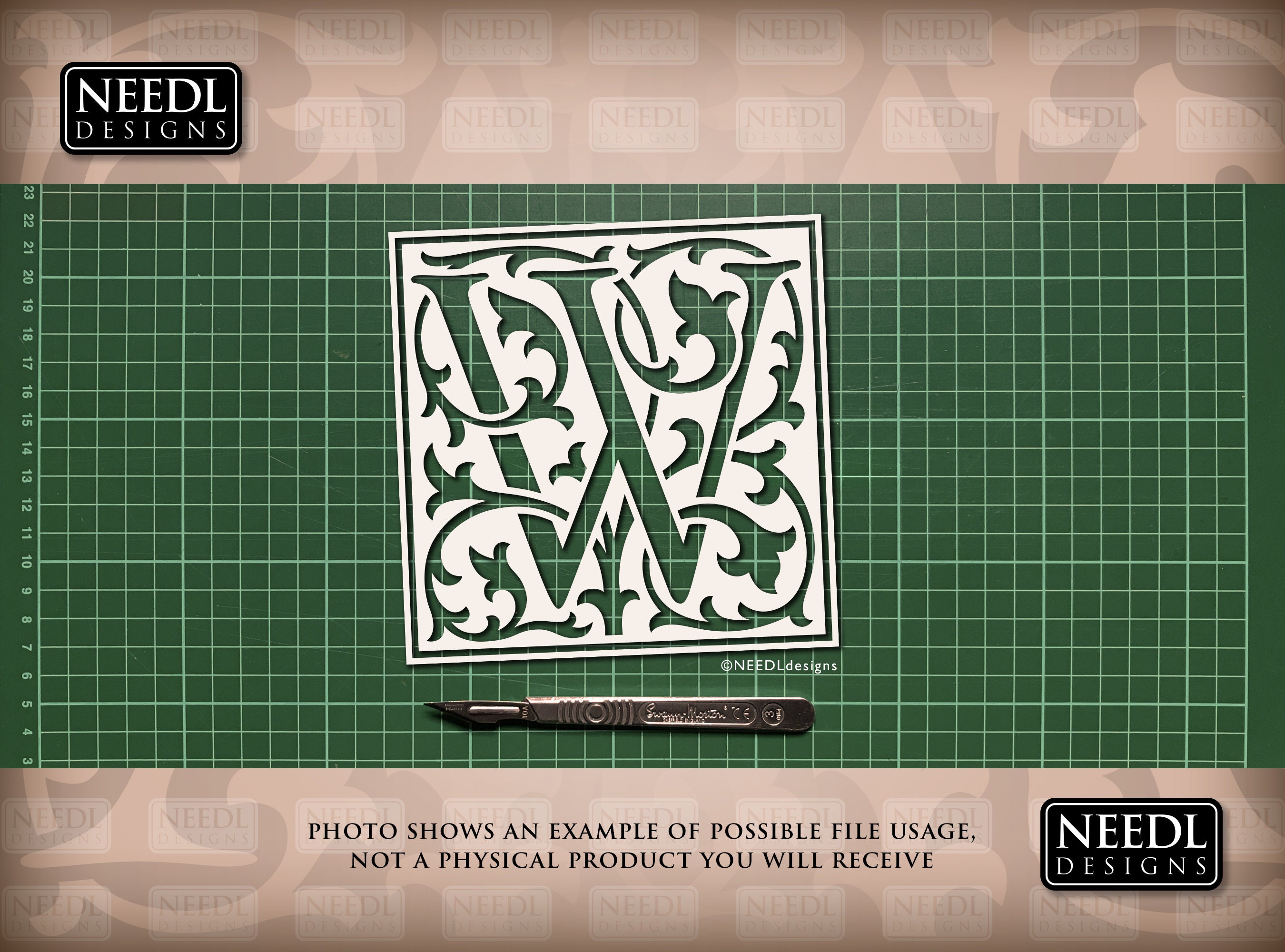 William Morris Style Letter W Cut File Monogram Initial - Etsy